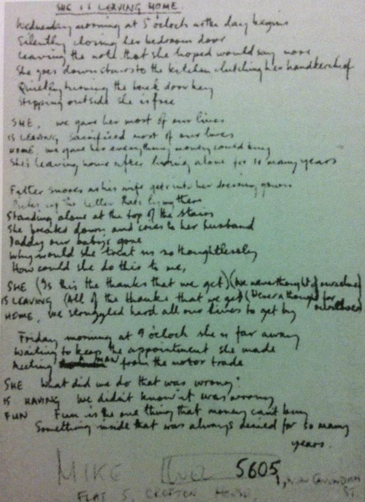 “She’s Leaving Home” – efemérides do éfemello